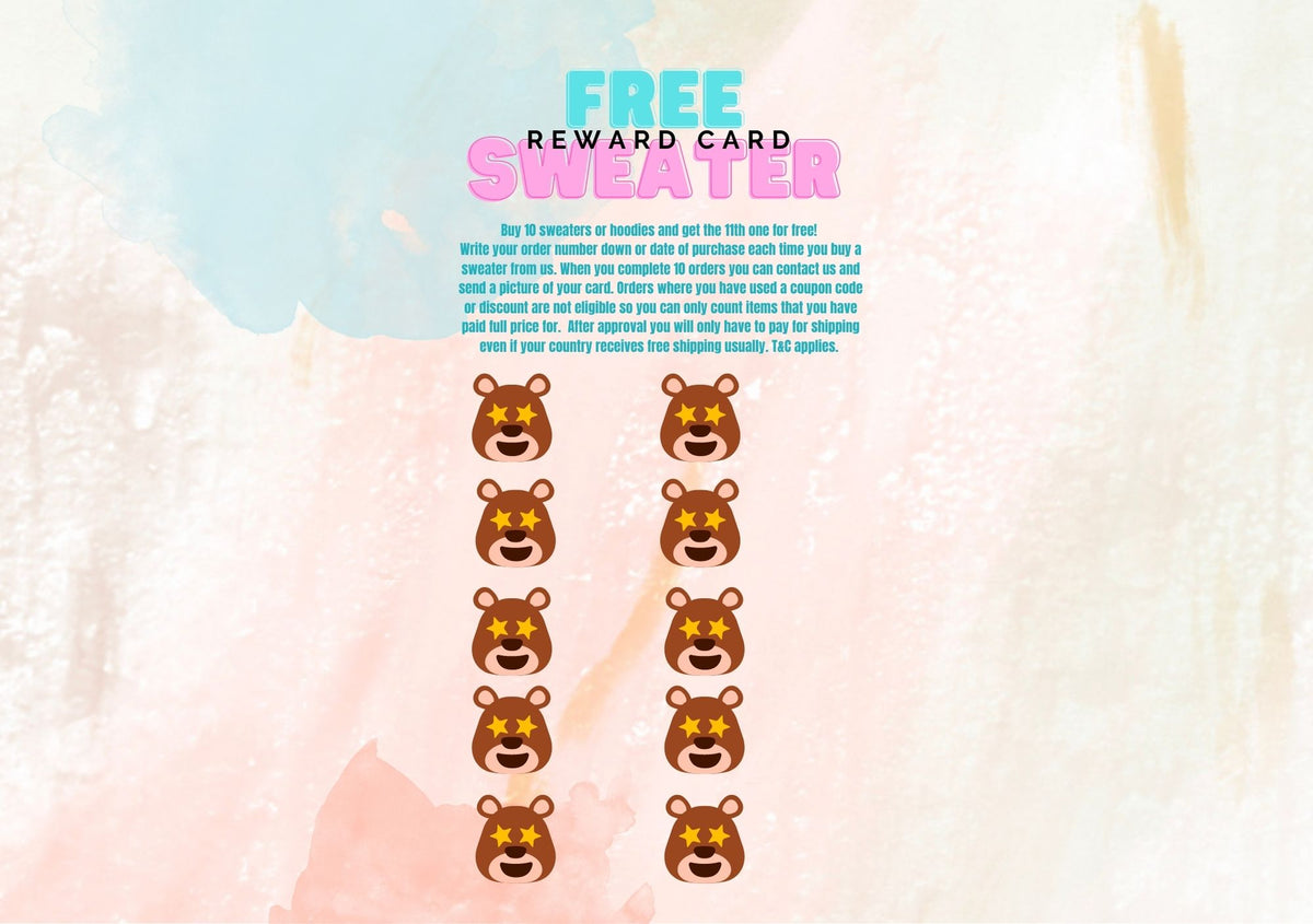 Free sweater reward card – Custom Bear